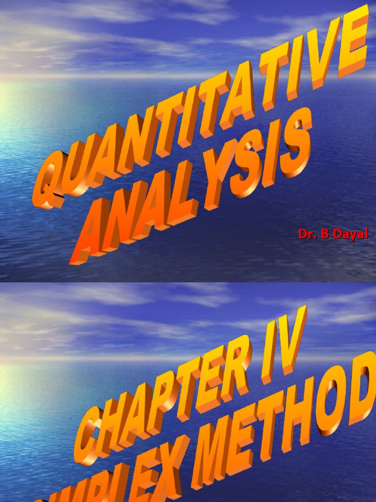 CHAPTER 4 Simplex Method | PDF | Systems Analysis | Mathematical ...