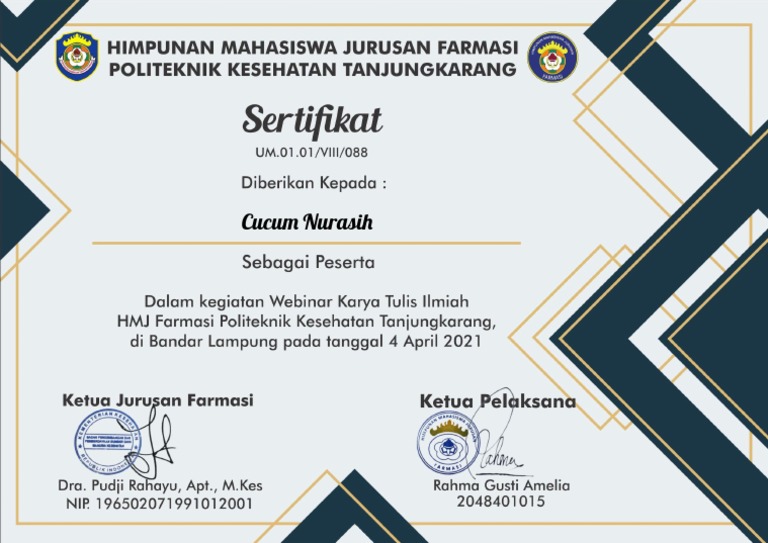 Sertifikat Webinar Contoh | PDF