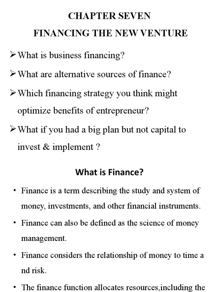 Chapter Seven Financing The New Venture | PDF | Stocks | Equity (Finance)