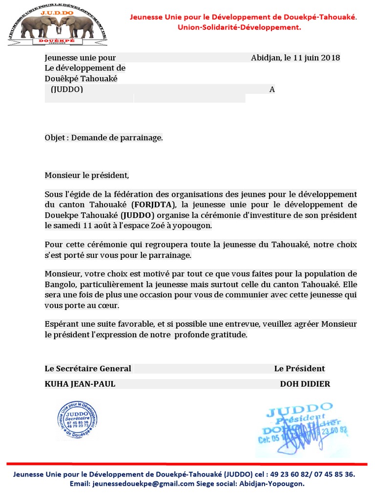 Exemple COURRIER Demande de Parrainage | PDF