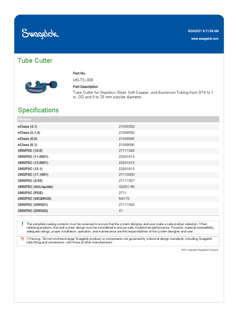 Tube Cutter: MS-TC-308 | PDF | Pipe (Fluid Conveyance) | Building Materials