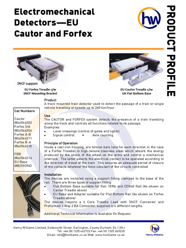 Electromechanical Train Detectors for the European Market: Product ...