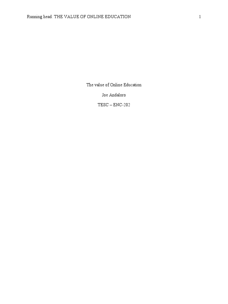 Joe Andaloro - The Value of Online Education | PDF | Distance Education ...