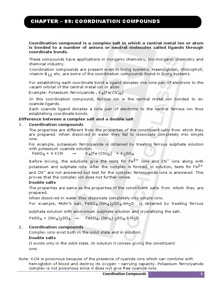 Chapter - 09: Coordination Compounds | Download Free PDF | Coordination ...