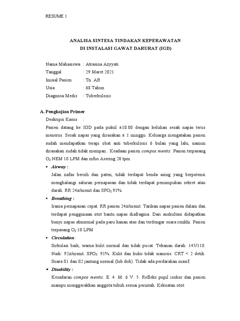 Resume Kasus KGD 1 | PDF