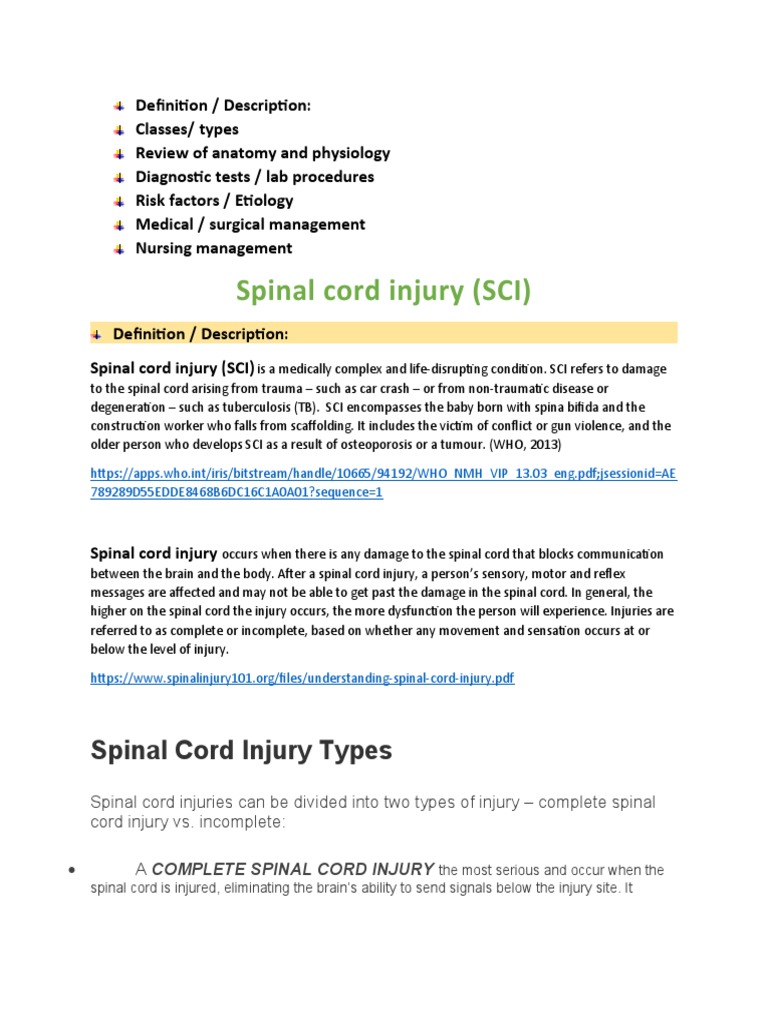 Spinal Cord Injury Types | PDF | Vertebral Column | Vertebra