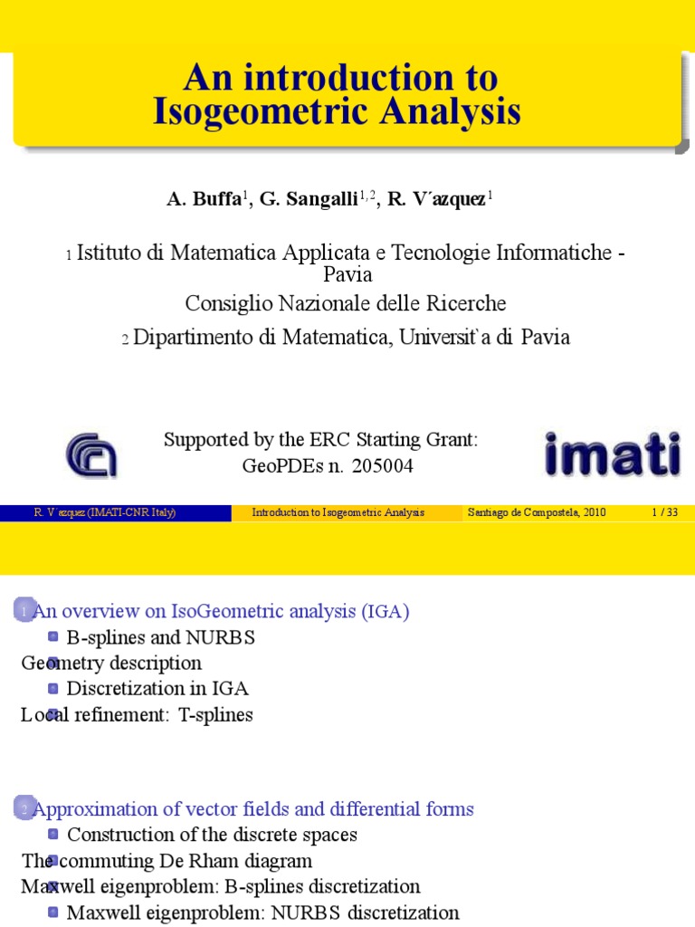 An Introduction To Isogeometric Analysis: A. Buffa, G. Sangalli, R. V Azquez | PDF ...