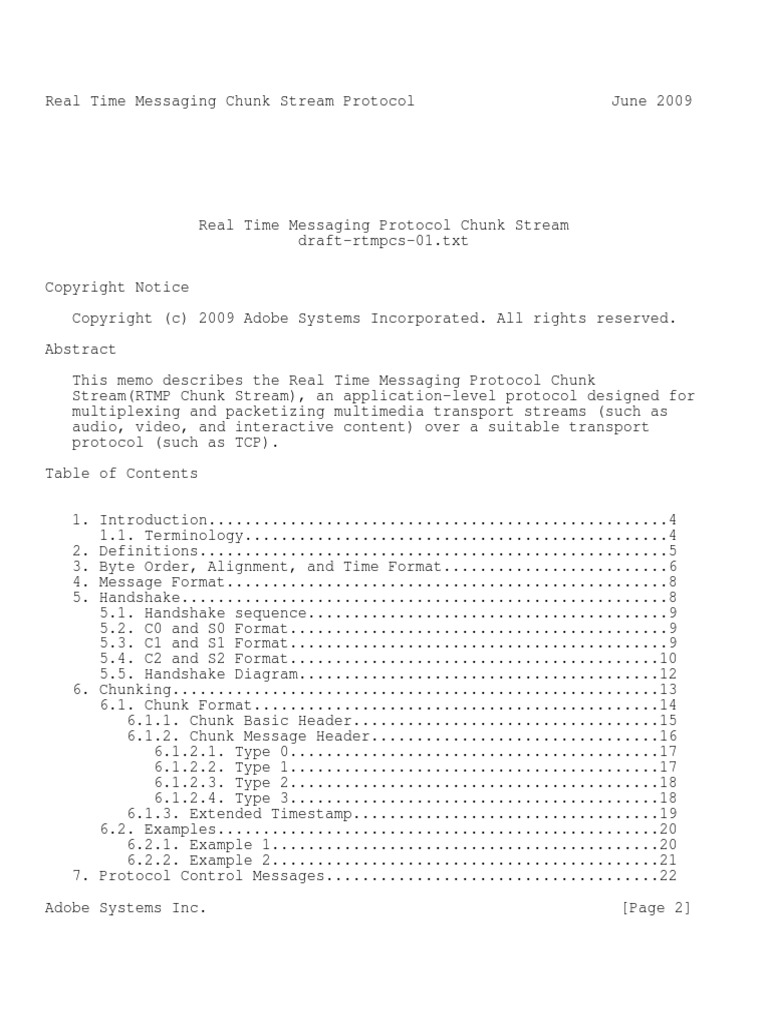 RTMP Part1 Chunk-Stream | PDF | Port (Computer Networking) | Streaming ...