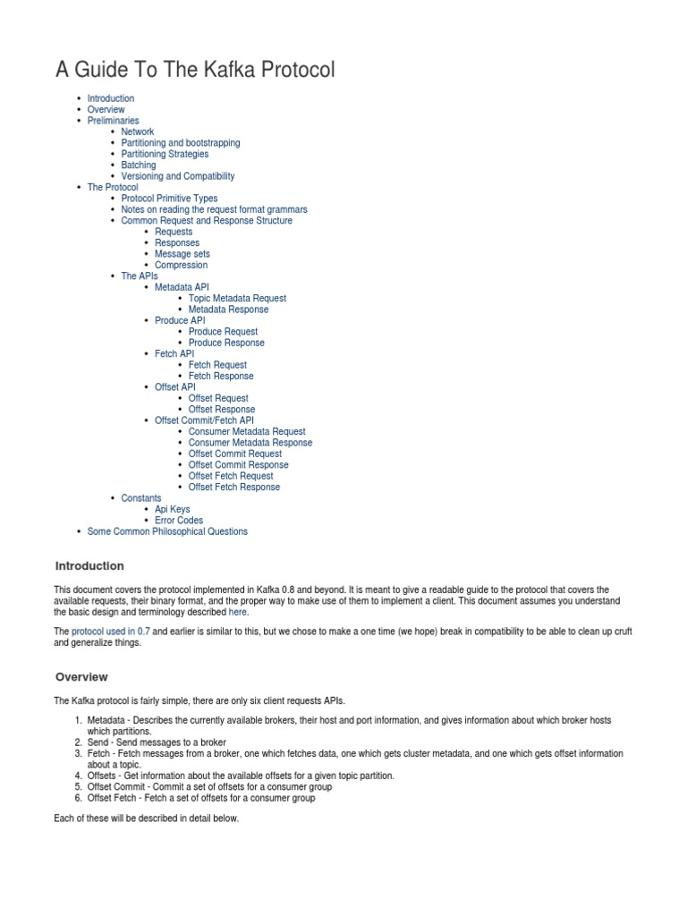 A Guide To The Kafka Protocol | PDF | Integer (Computer Science ...