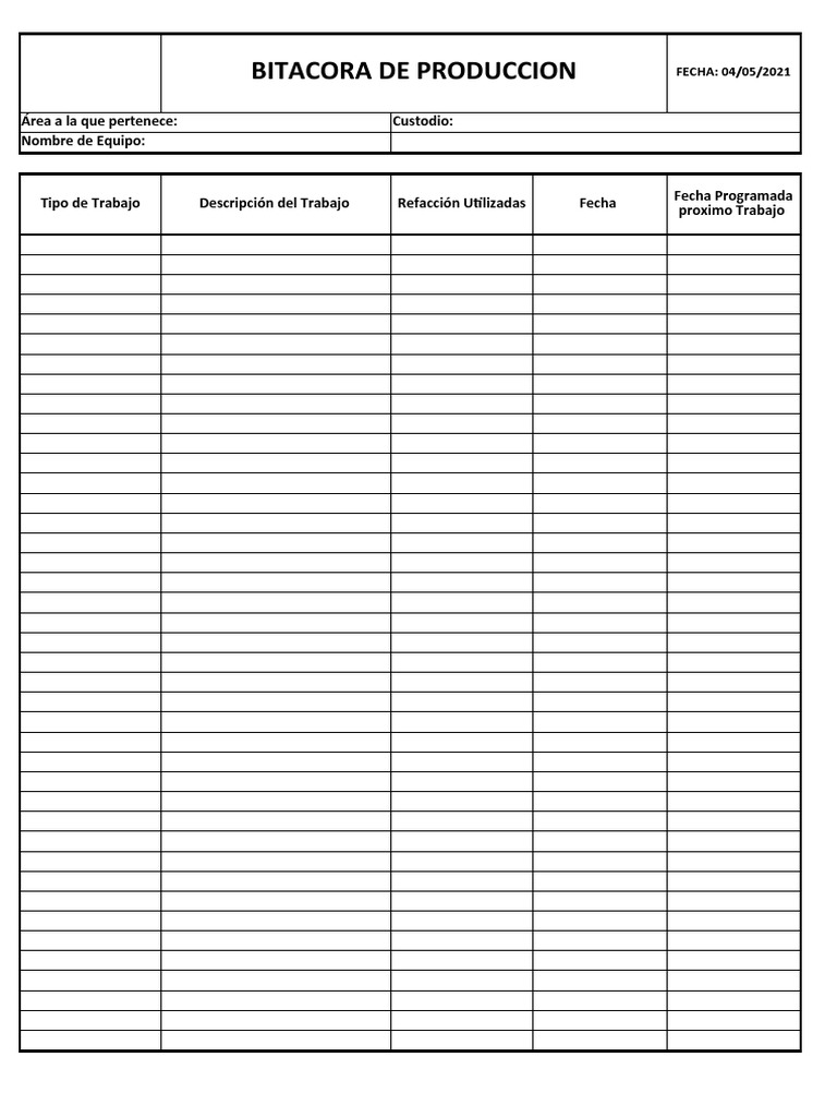 Bitacora de Producción | PDF