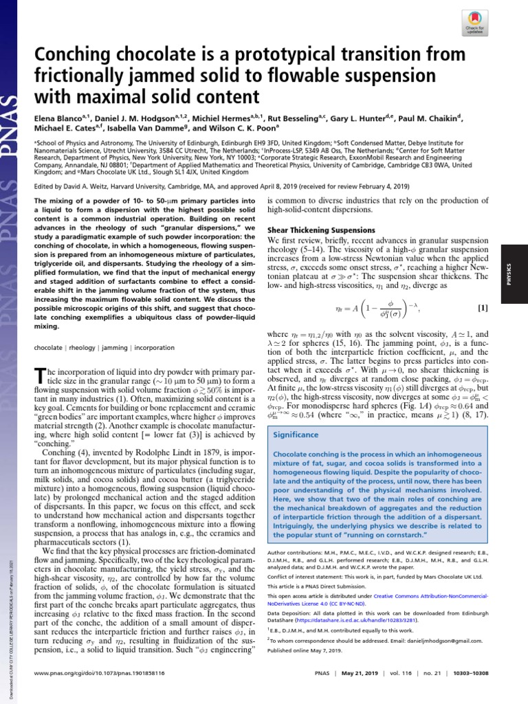 Conching Chocolate Is A Prototypical Transition From Frictionally ...