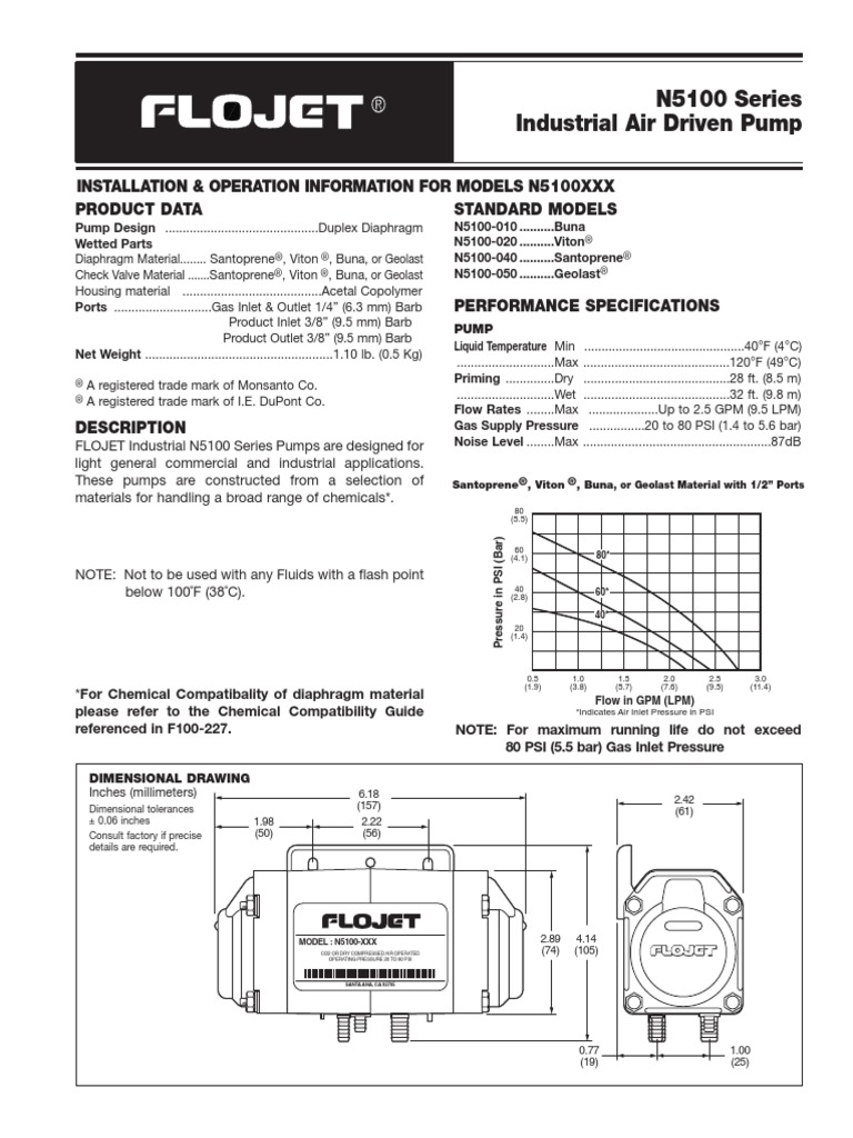 Flojet Industrial Pump N5100-020 | PDF | Pump | Valve