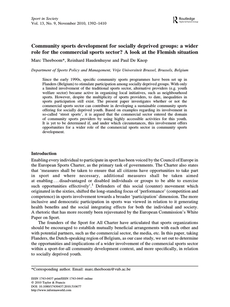 Community Sports Development For Sociall | PDF | Flanders | Sports
