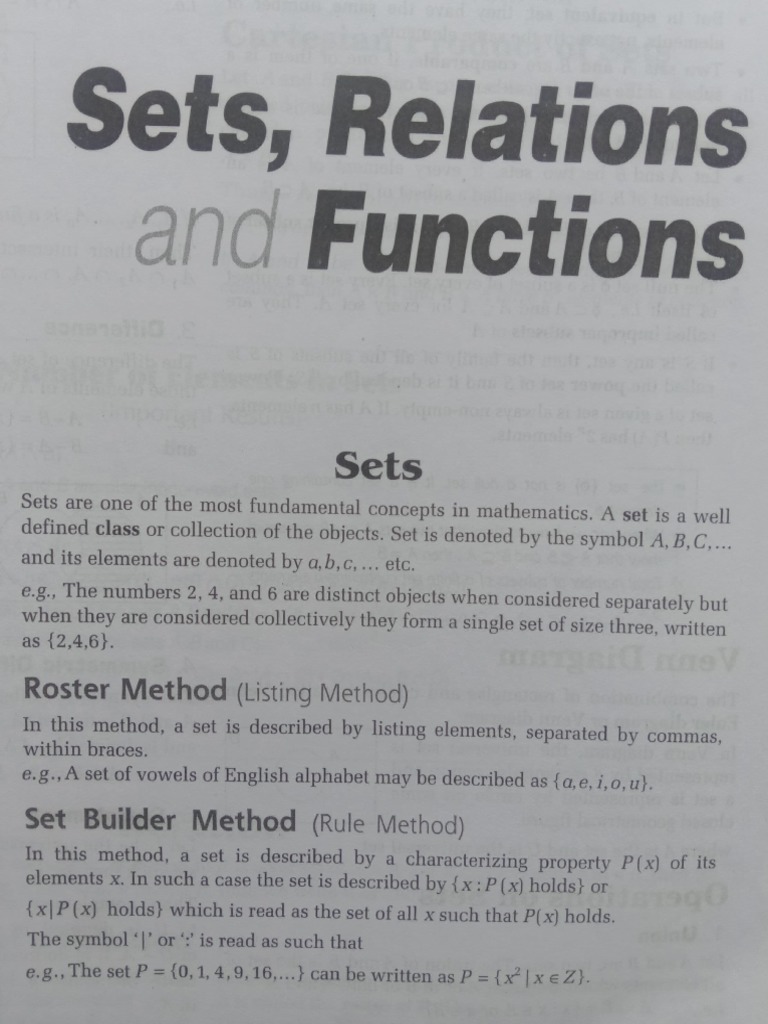 Sets & Relations | PDF | Set (Mathematics) | Function (Mathematics)