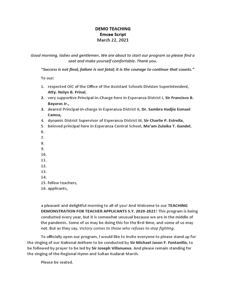 Demo Teaching for Educators | PDF