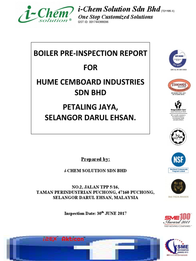 Hume Cemboard Boiler Inspection Report 30062017 | PDF | Chemical ...