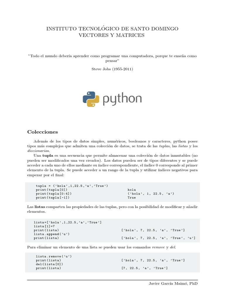 Vectores Matrices Graficos | PDF | Python (lenguaje de programación ...