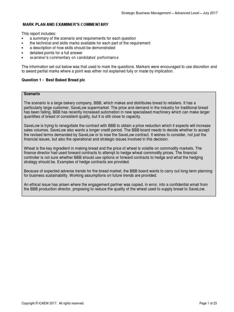 Strategic Business Management July 2017 Mark Plan | PDF | Hedge ...