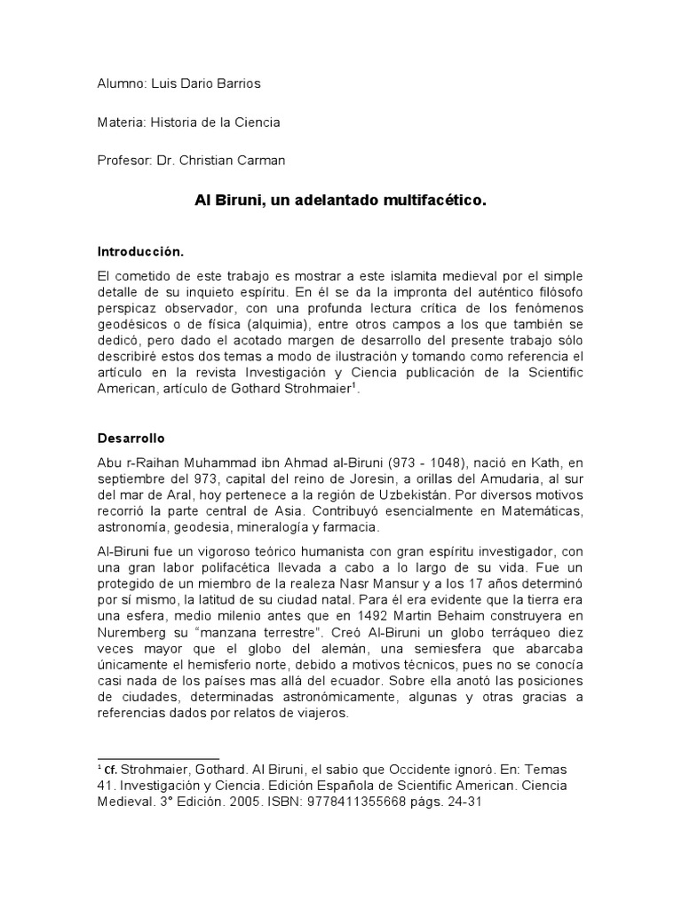 Al Biruni Un Adelantado Multifacético | PDF | Science | Ciencia y Tecnología