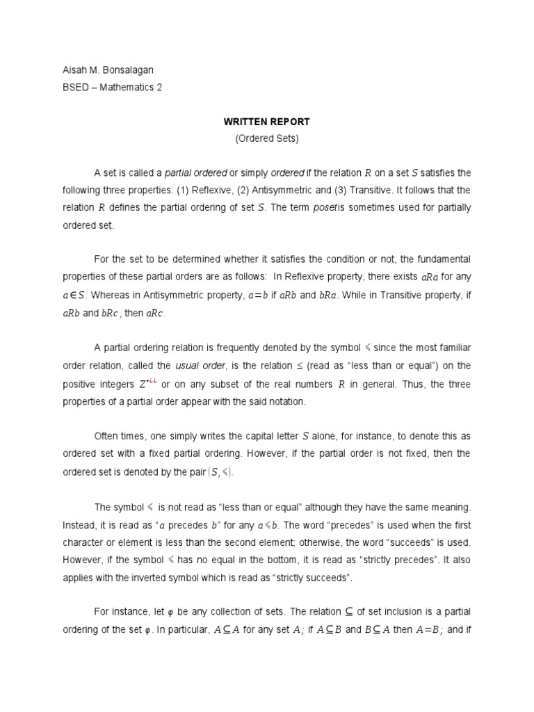 Math 105 Written Report | PDF | Abstract Algebra | Mathematical Concepts