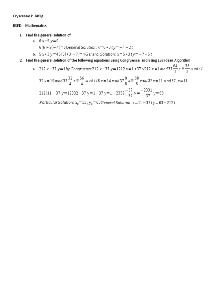 Quiz Diophantine Equations Pdf Sweater Discrete Mathematics