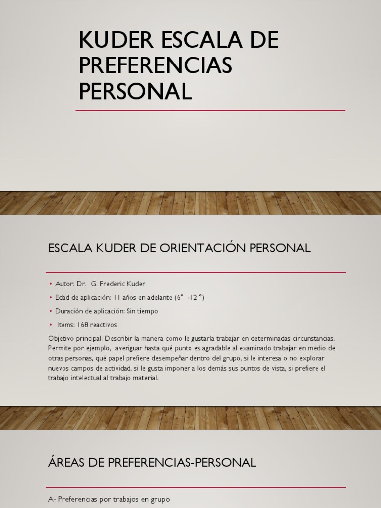 Escala Kuder De Preferencias Personales Pdf