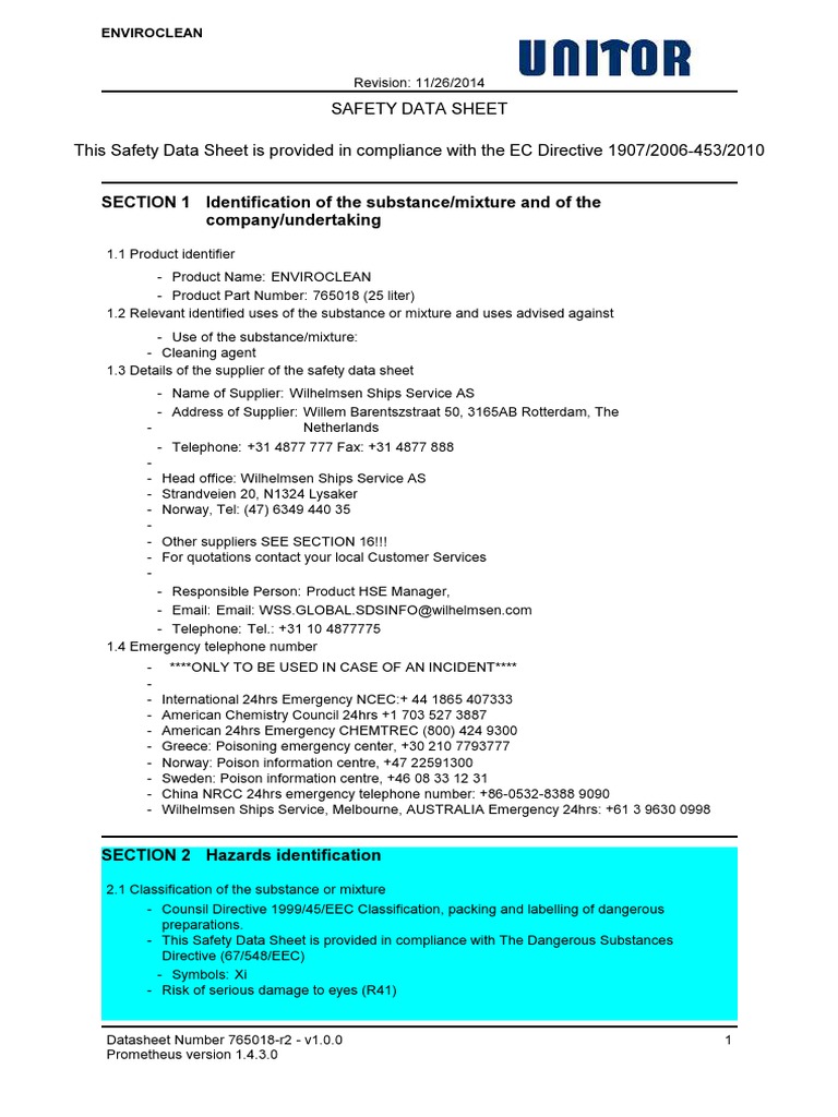 Safety Data Sheet This Safety Data Sheet Is Provided in Compliance With ...