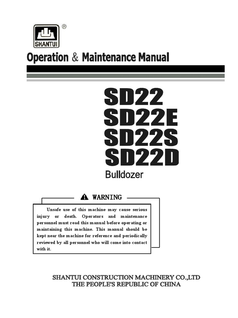 SD22 Operation and Maintenance Manual | PDF | Clutch | Engines
