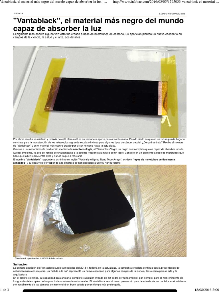 Vantablack Material Cuerpo Negro | PDF | Naturaleza | Science