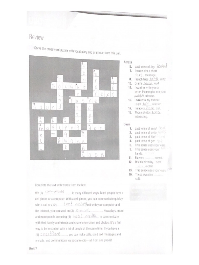 Solve The Crossword Puzzle With Vocabulary and Grammar From This Unit | PDF