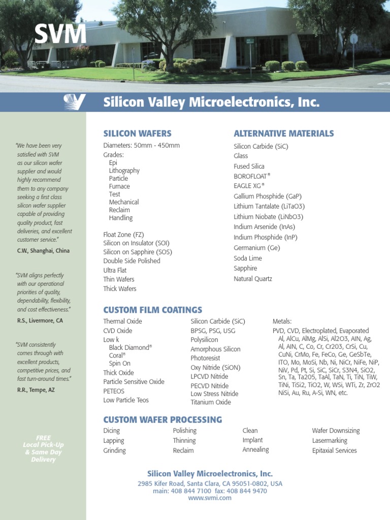 Silicon Valley Microelectronics, Inc.: Silicon Wafers Alternative ...