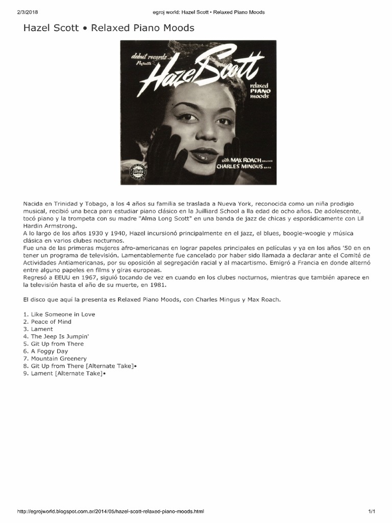 Egroj World Hazel Scott Relaxed Piano Moods Pdf