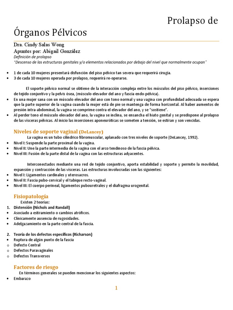 Prolapso de Órganos Pélvicos | PDF | Parto | Vagina