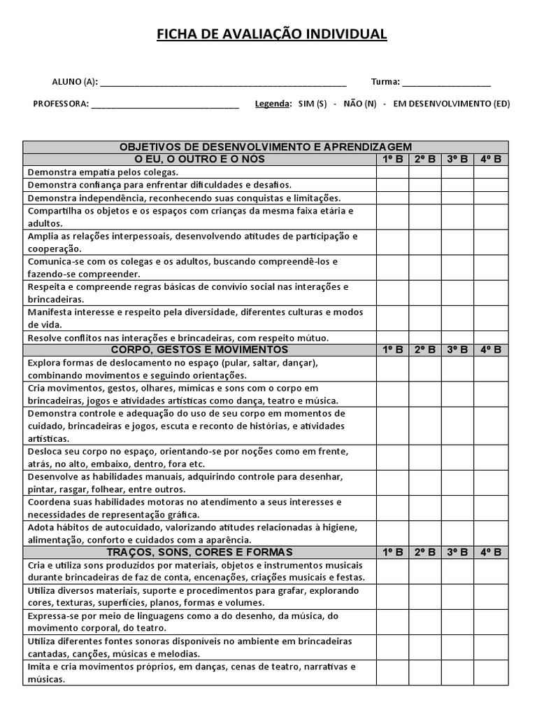 Ficha de Avaliação | PDF | Escrita | Desenho