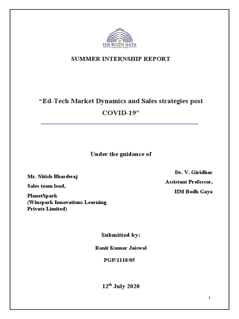 PGP 1118 05 Ronit Kumar Jaiswal SIP | PDF | Survey Methodology | Sales