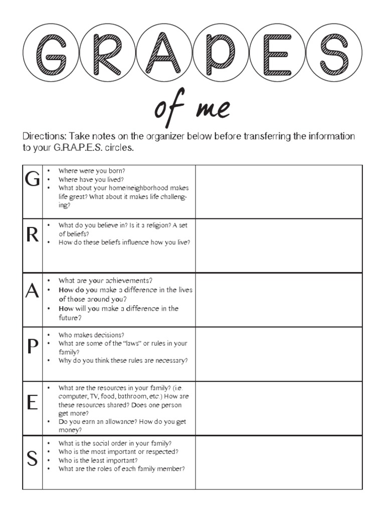 GRAPES Back To School Activity | PDF | Lifestyle