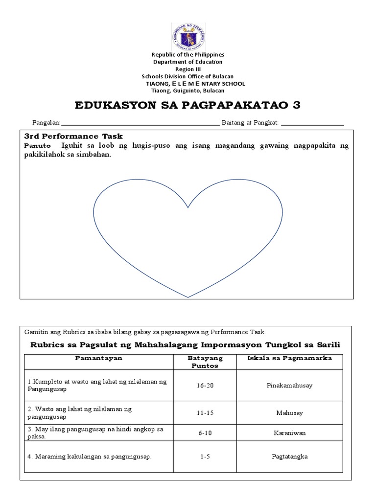 Performance Task in Health 3 | PDF