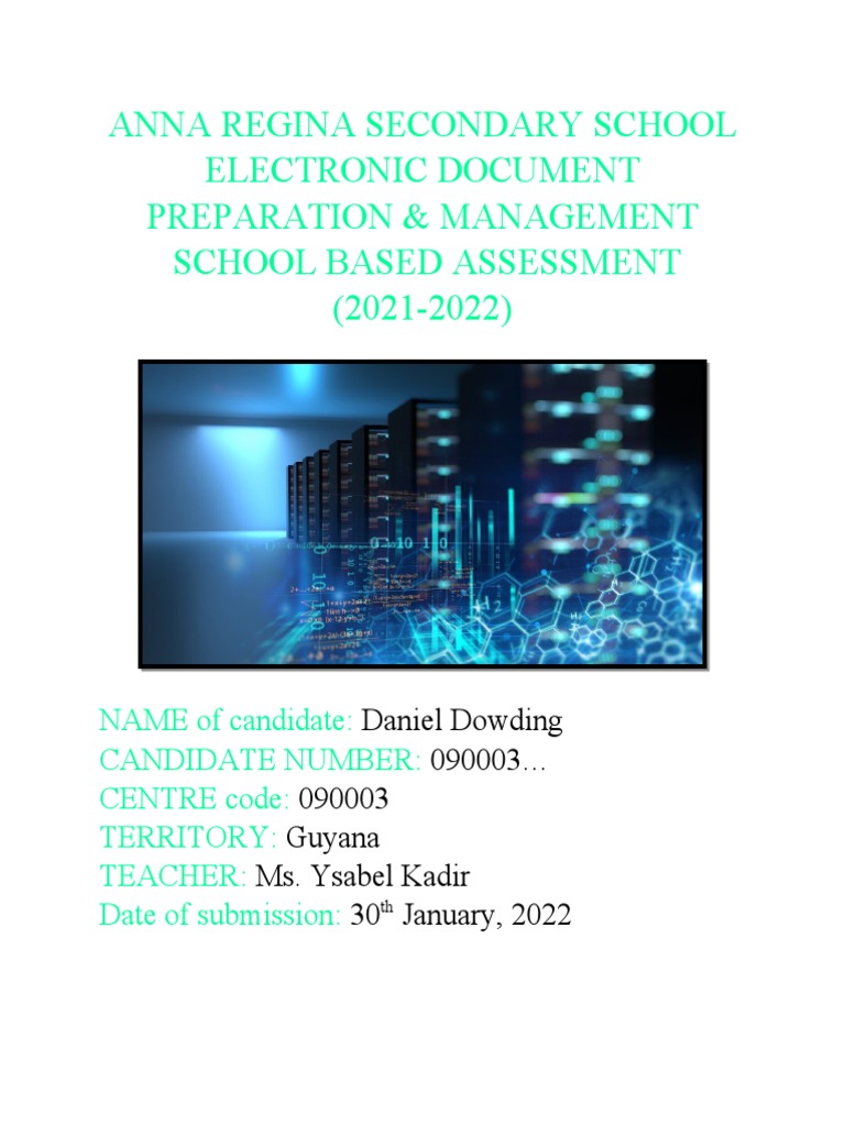 EDPM SBA Cover Page for Anna Regina | PDF