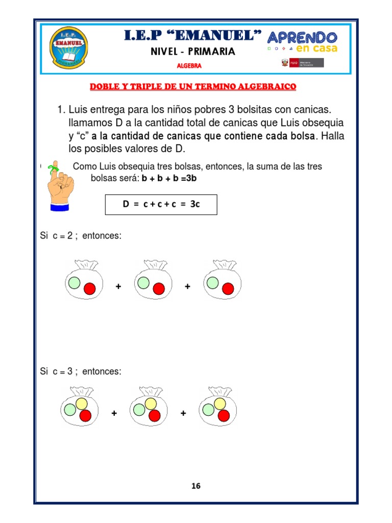 Doble y Triple de Un Termino Algebraico | PDF