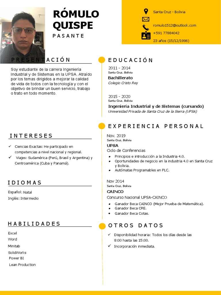CV Romulo Quispe Pacheco | PDF | Ciencia y Tecnología | Fabricación e ingeniería