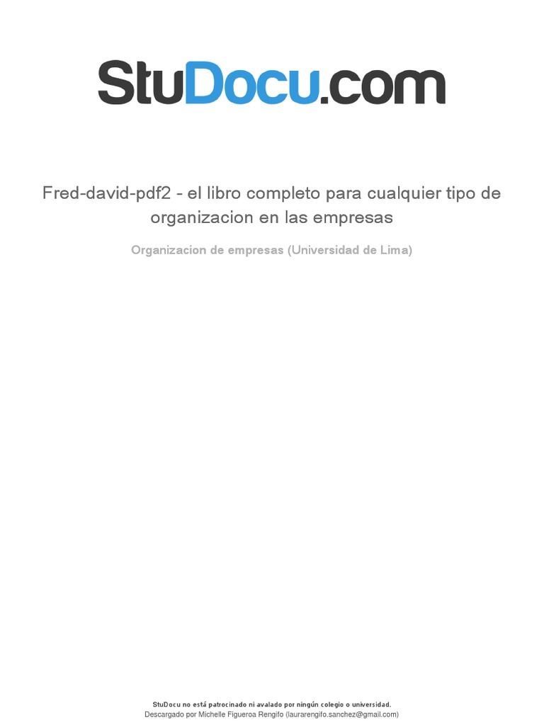 Fred David Pdf2 El Libro Completo para Cualquier Tipo de Organizacion ...