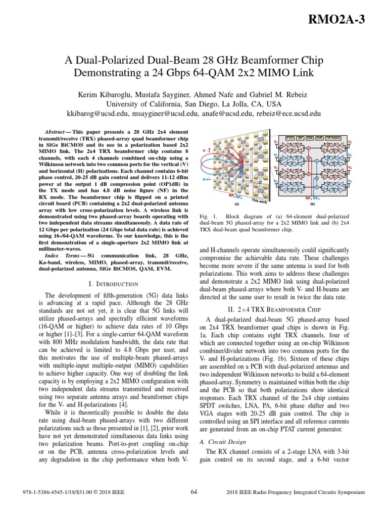 A Dual-Polarized Dual-Beam 28 GHZ Beamformer Chip Demonstrating A 24 ...