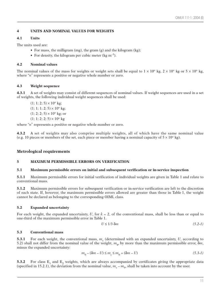 OIML R 111-1 Especificaciones | PDF | Kilogram | Weight