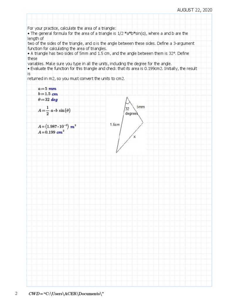 Mathcad Defining Evaluating Functions | PDF | Triangle | Angle