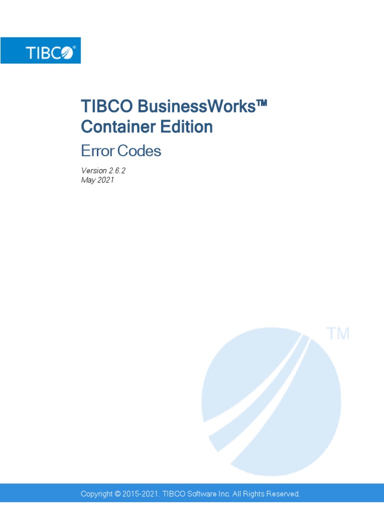 TIB Bwce 2.6.2 Error Codes | PDF | Soap | Hypertext Transfer Protocol