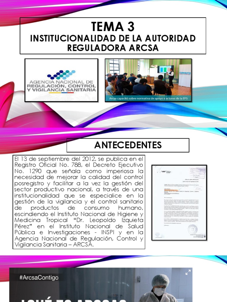 TEMA 3. - Institucionalidad Del ARCSA PDF | PDF | Medicina | Bienestar