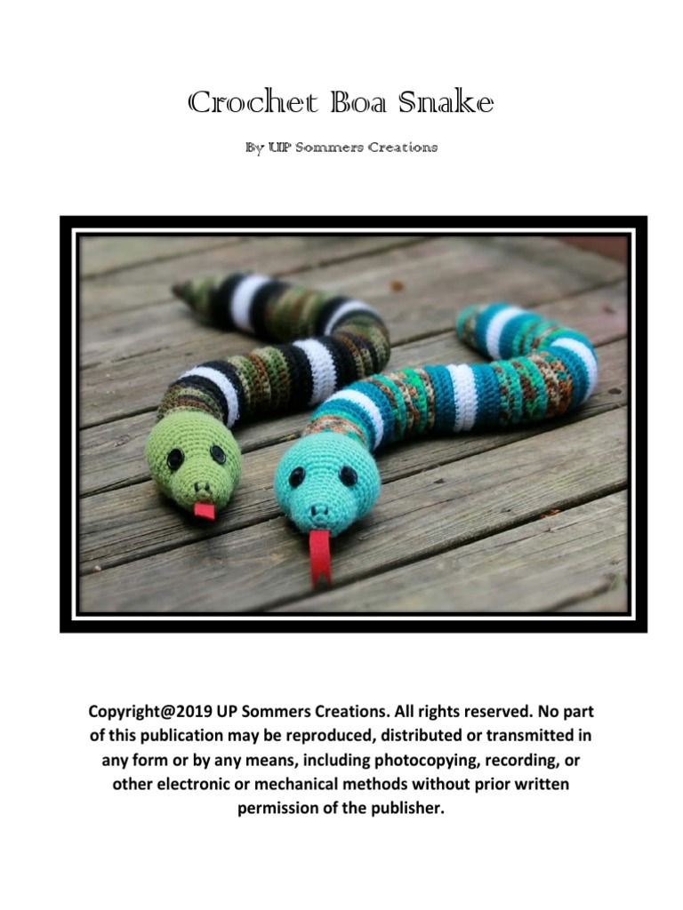 Crochet Boa Snake: by UP Sommers Creations | PDF | Crochet | Needlework