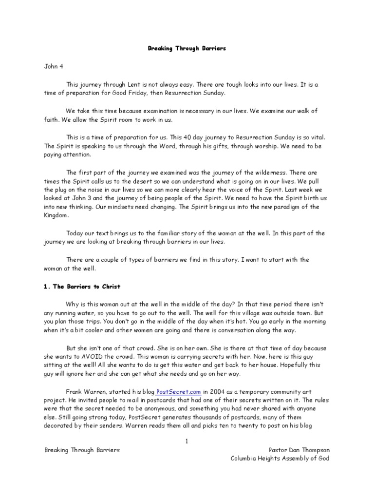 Breaking Through Barriers | PDF | Jesus