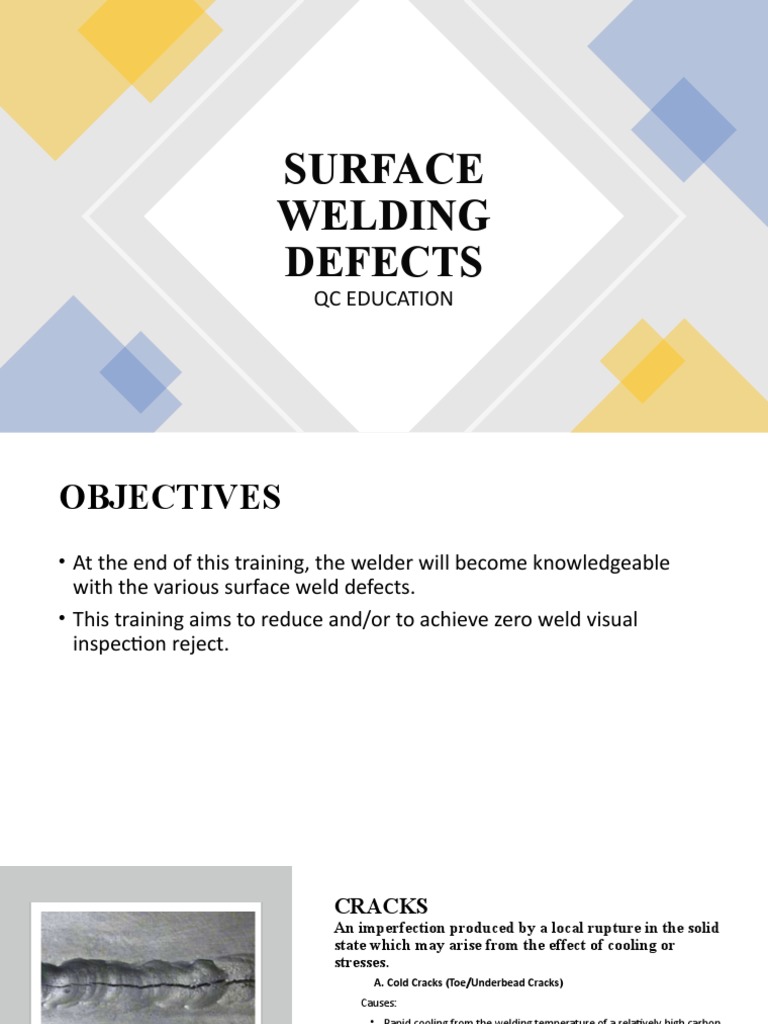 01 - WELDING DEFECTS (Surface) - May 2021 | PDF | Welding | Construction