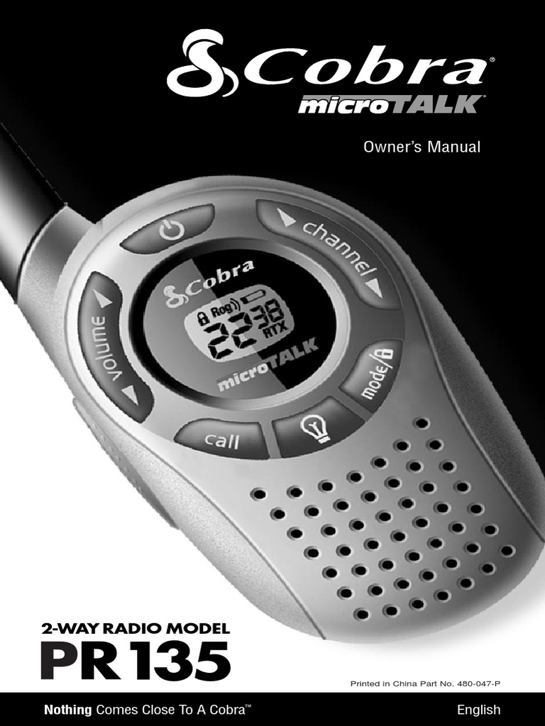 Cobra PR 135 Owners Manual | PDF | Wireless | Broadcast Engineering